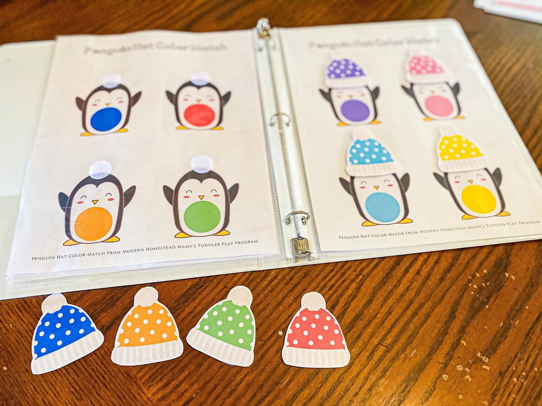 Penguin Hat Match Winter Toddler Printable for Busy Binder | Color ...