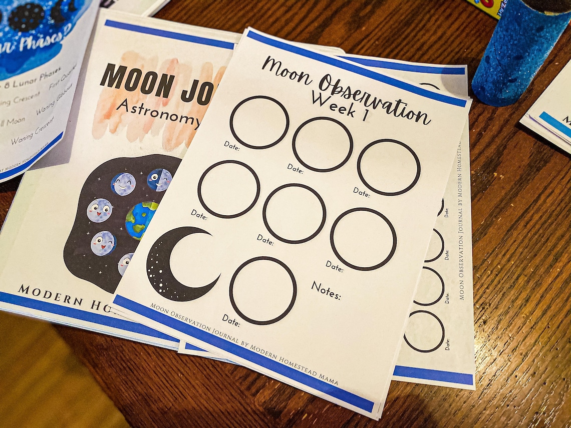 Moon Observation Journal for Kids Astronomy Study Homeschool - Etsy Canada