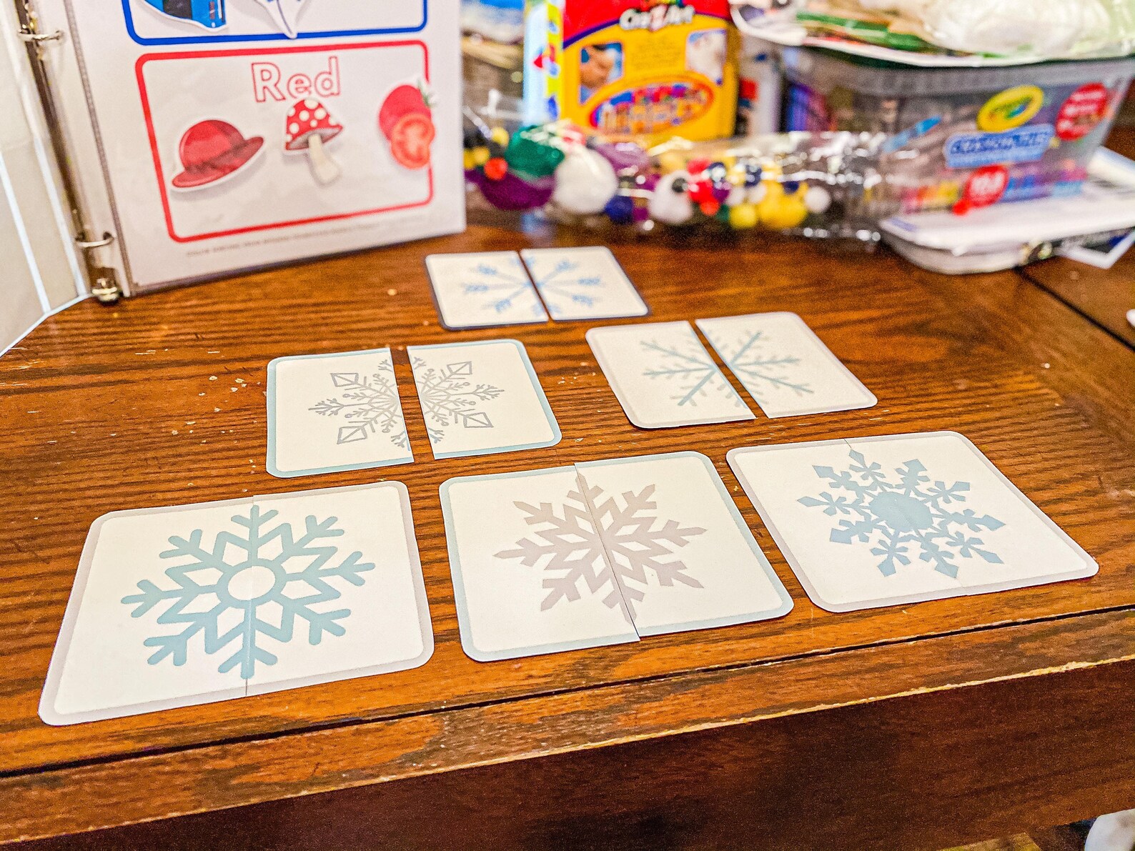 Snowflake Matching Game for Toddlers | Toddler Printable for Christmas ...