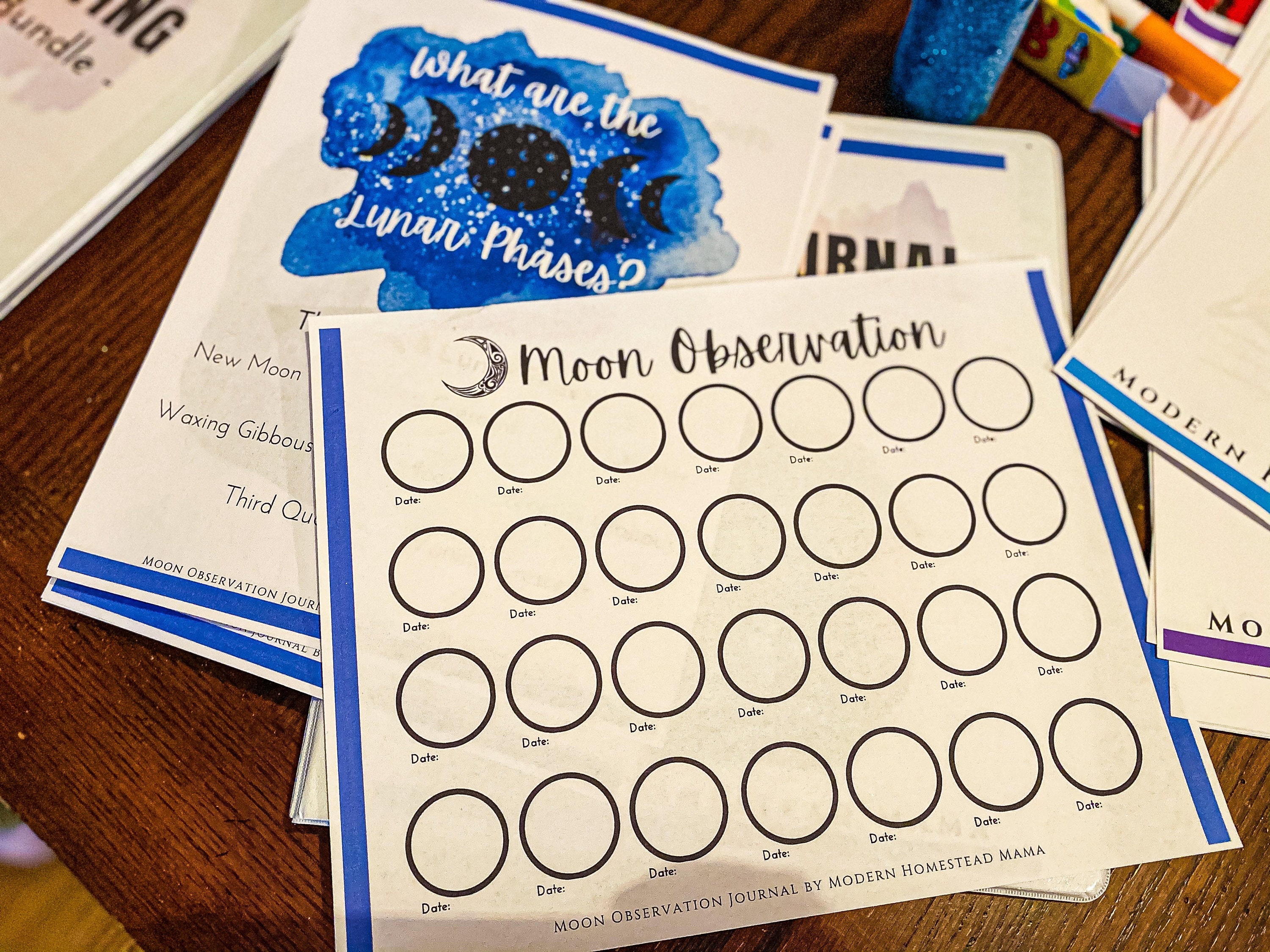 Moon Observation Journal for Kids Astronomy Study Homeschool - Etsy Canada