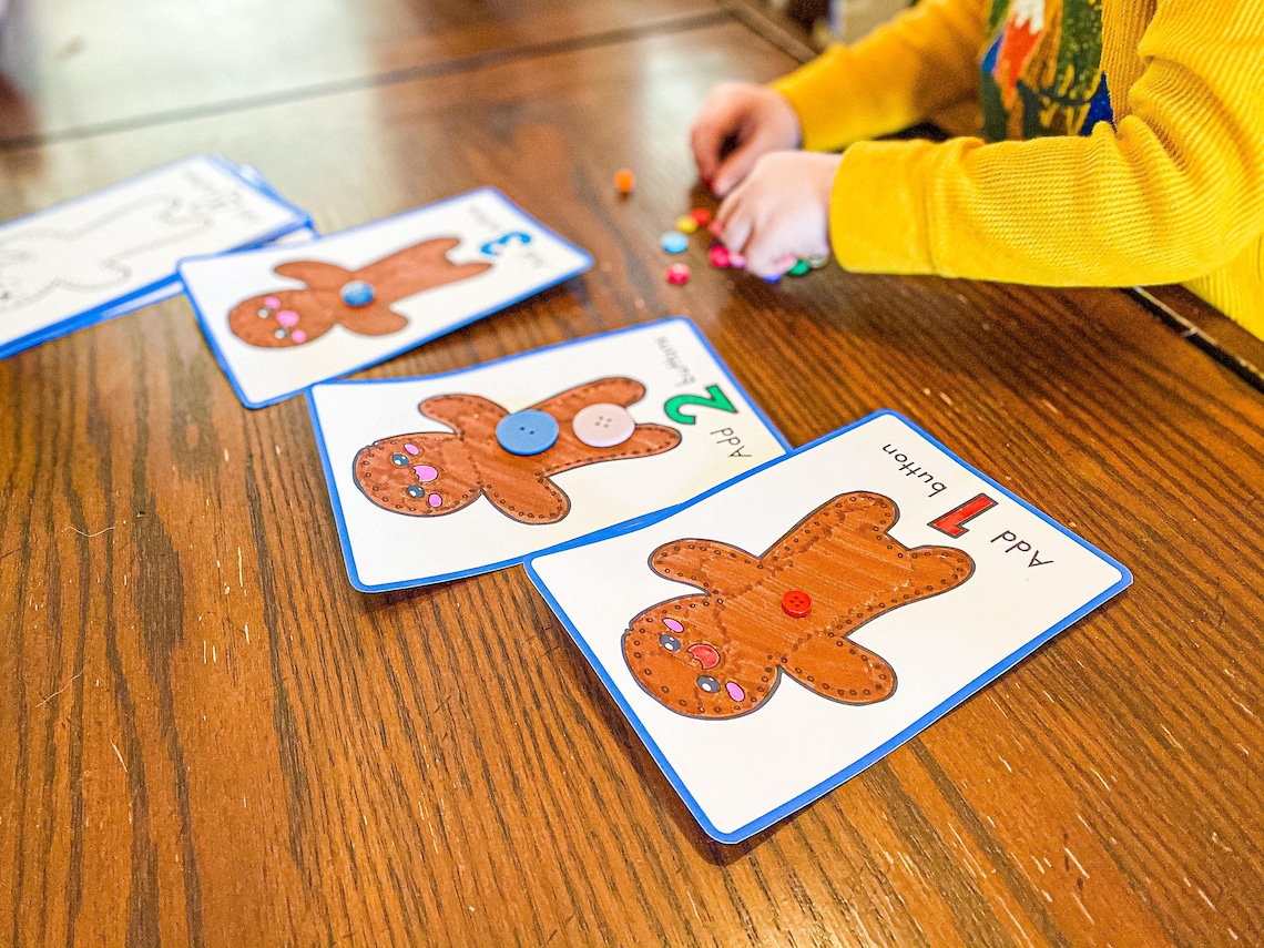 Gingerbread Man Button Counting Printable for Preschoolers Counting ...