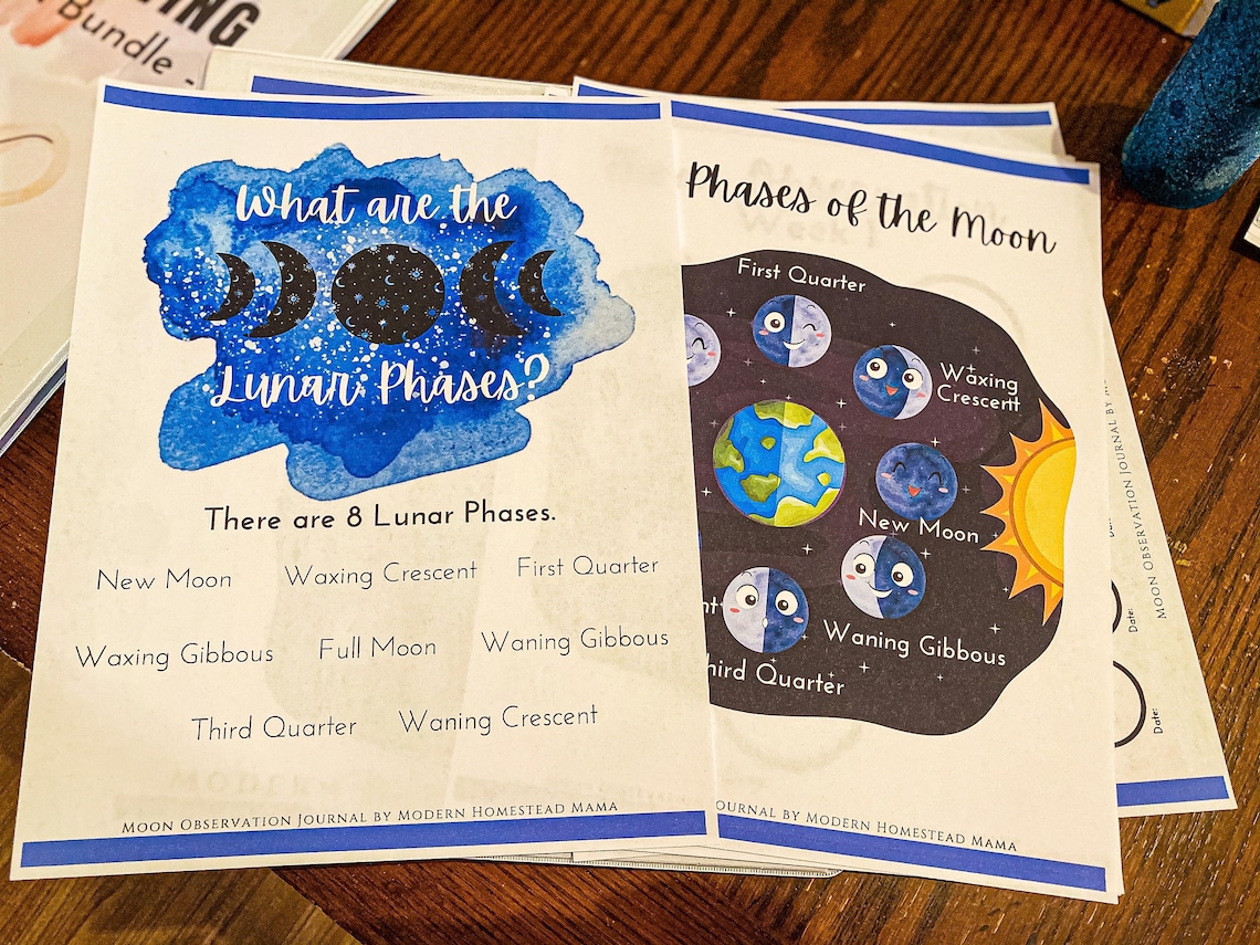 Moon Observation Journal for Kids Astronomy Study Homeschool - Etsy Canada