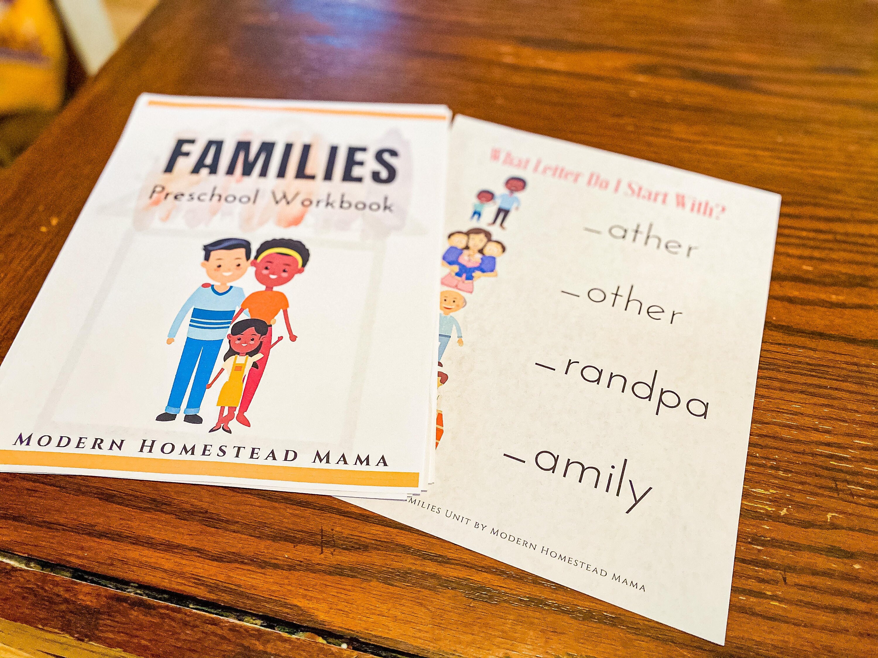 Families Pre-k Workbook | Printable Preschool Workbook for Kids 3-5 ...