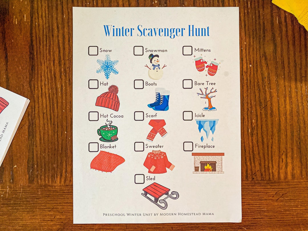 Winter Scavenger Hunt Printable for Kids | Printable Worksheet ...
