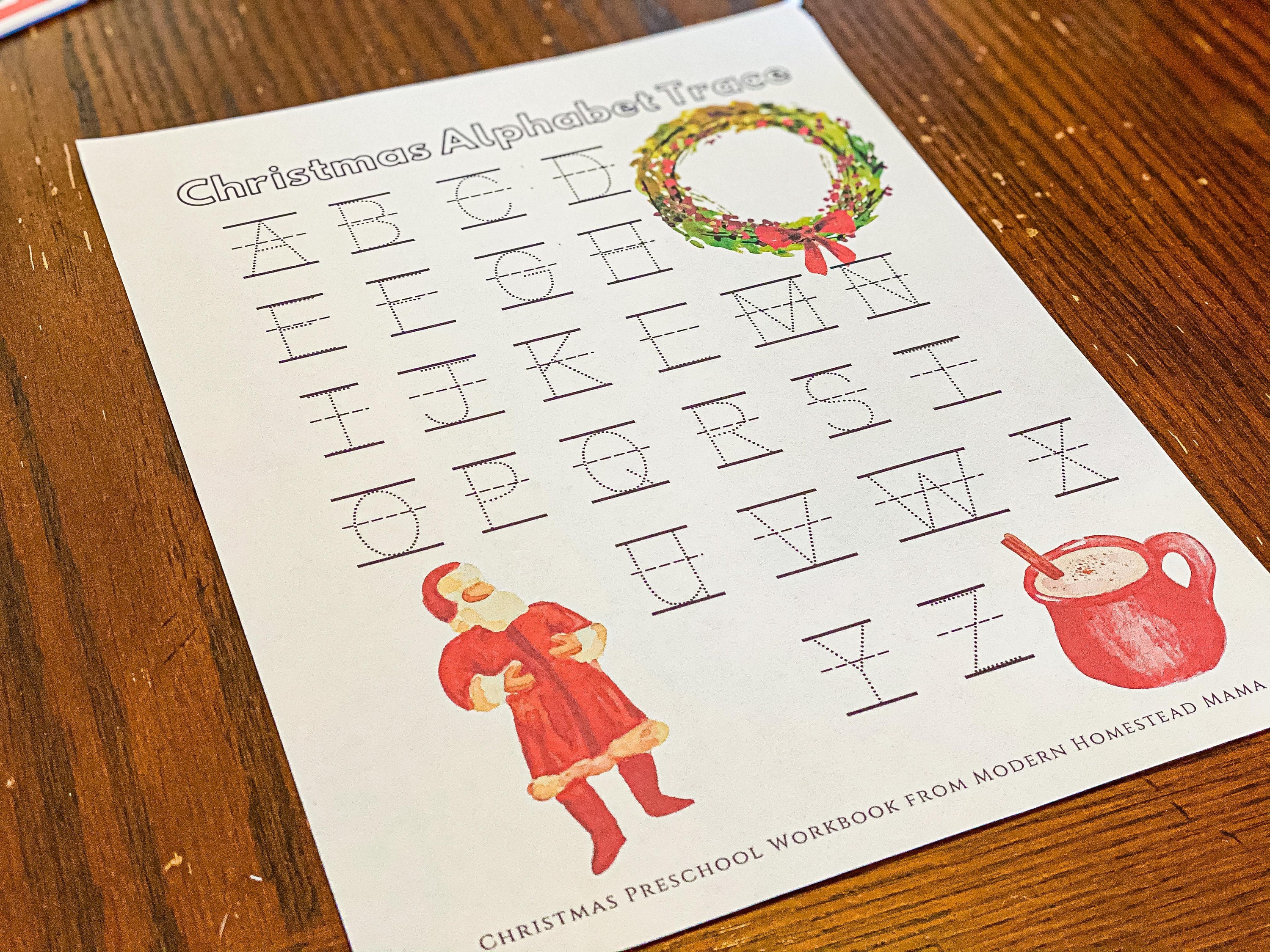 Christmas Alphabet Trace Worksheet for Preschoolers Holiday Winter ...