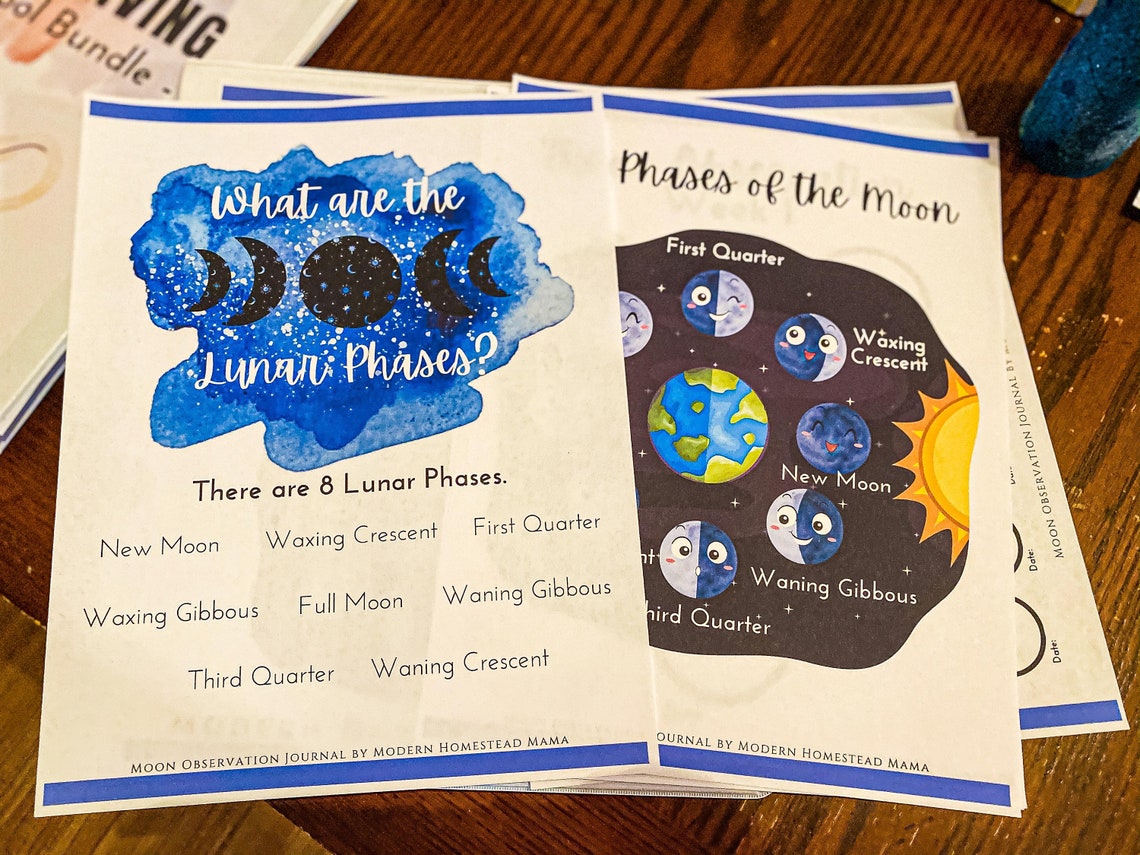 Moon Observation Journal for Kids Astronomy Study Homeschool - Etsy Canada