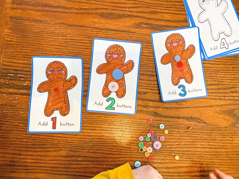 Gingerbread Man Button Counting Printable for Preschoolers | Counting ...