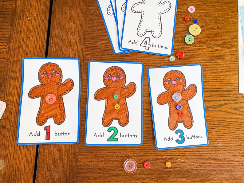 Gingerbread Man Button Counting Printable for Preschoolers | Counting ...