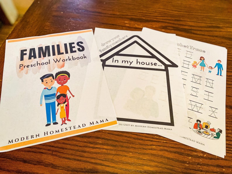 Families Pre-k Workbook | Printable Preschool Workbook for Kids 3-5 ...