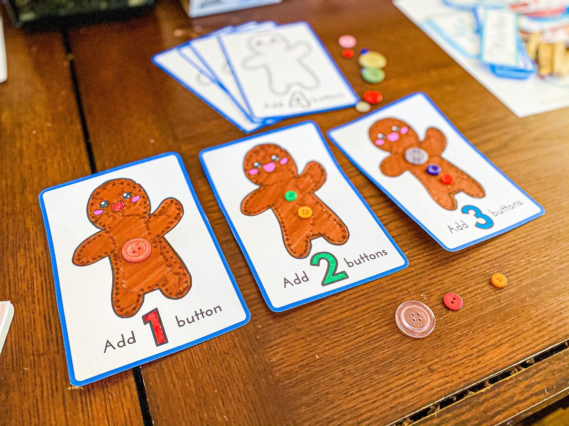 Gingerbread Man Button Counting Printable for Preschoolers Counting ...