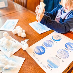 Cotton Ball Cloud Type Cards | Homeschool Science Weather Cloud ...