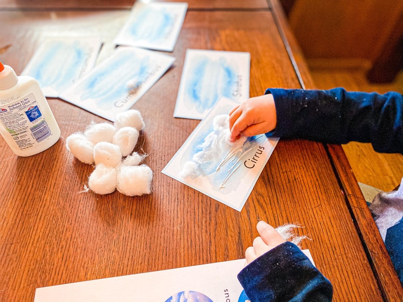 Cotton Ball Cloud Type Cards Homeschool Science Weather | Etsy