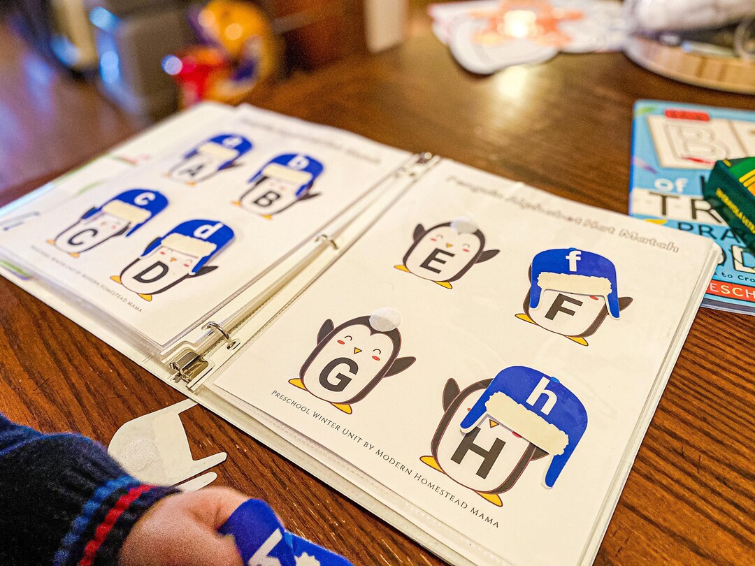 Penguin Winter Hat Alphabet Match Busy Binder Printable - Etsy