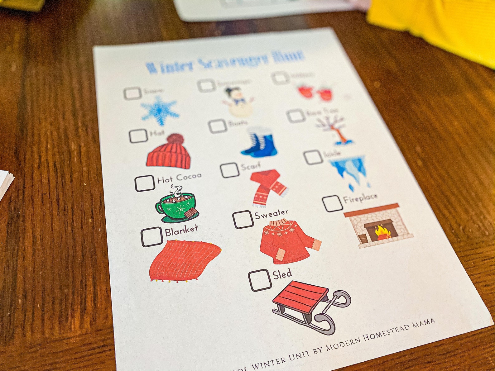 Winter Scavenger Hunt Printable for Kids | Printable Worksheet ...