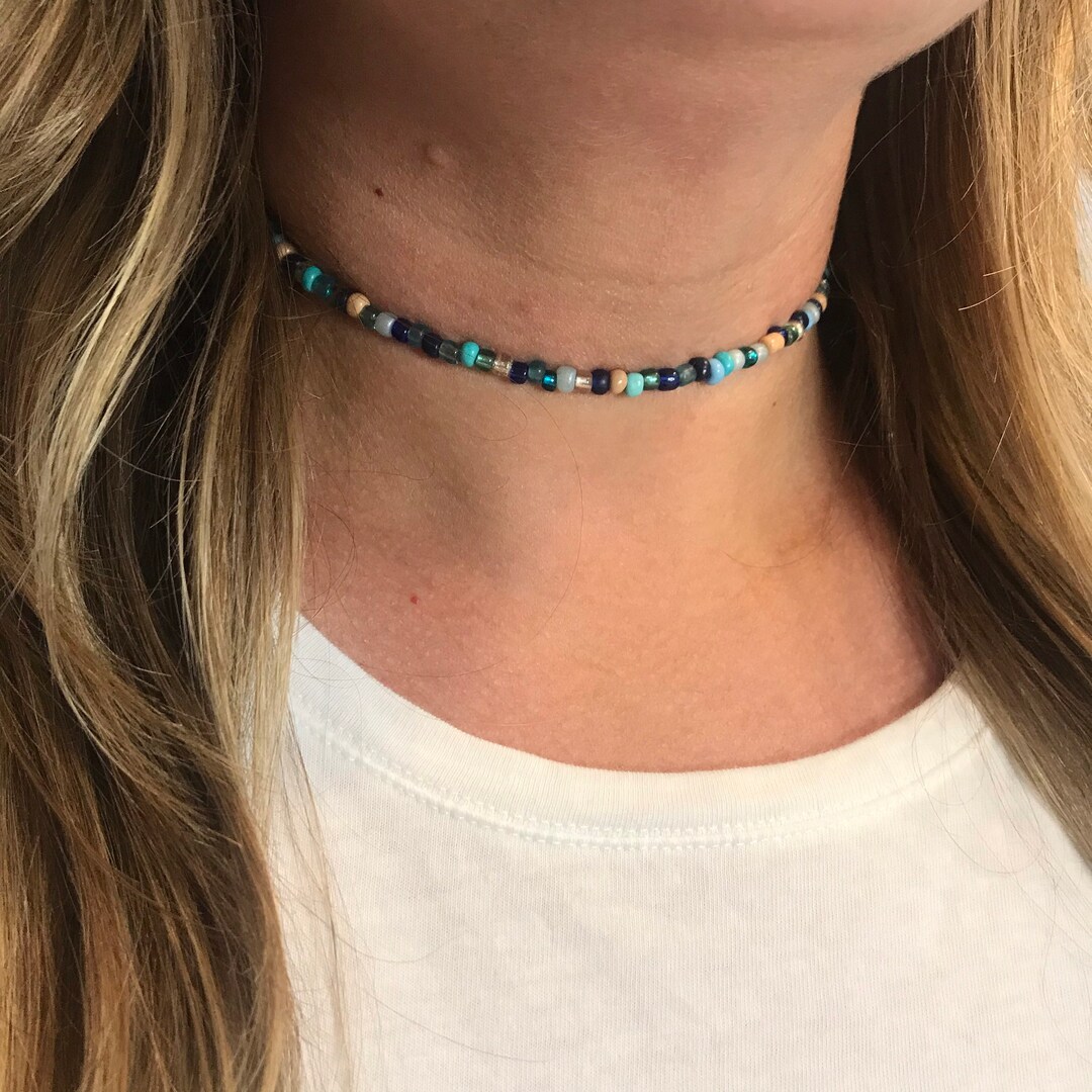 Beach Walk Trendy Beaded Choker Necklace, Boho Jewelry, Ocean Inspired ...