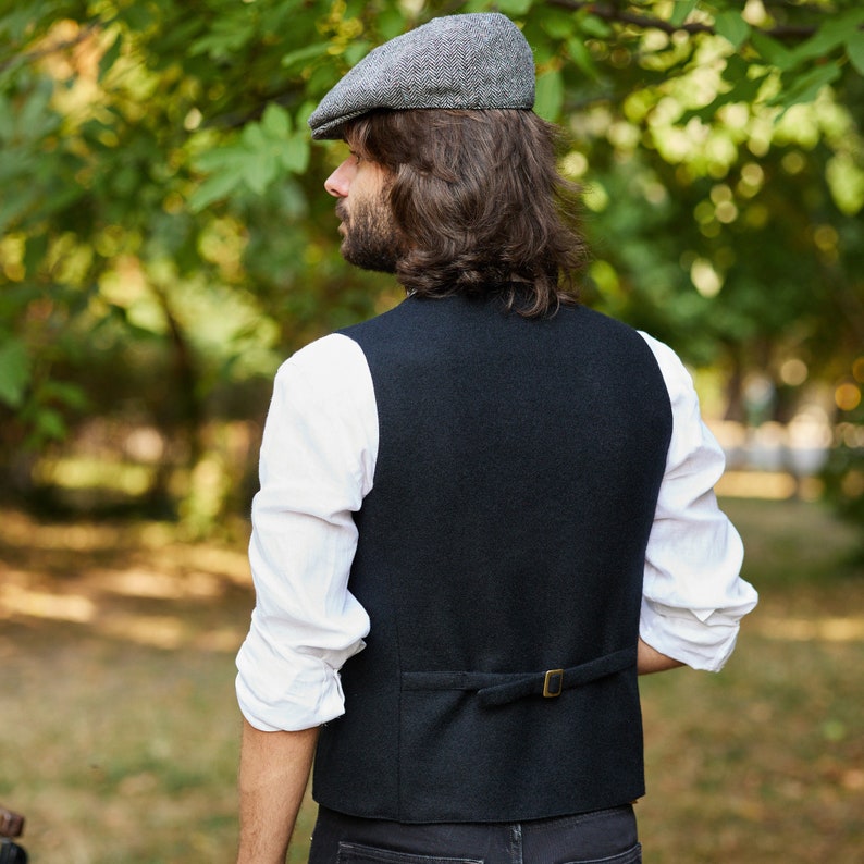 Irish - Donegal Tweed Waistcoat - Black Melton - Ireland - Handcrafted ...