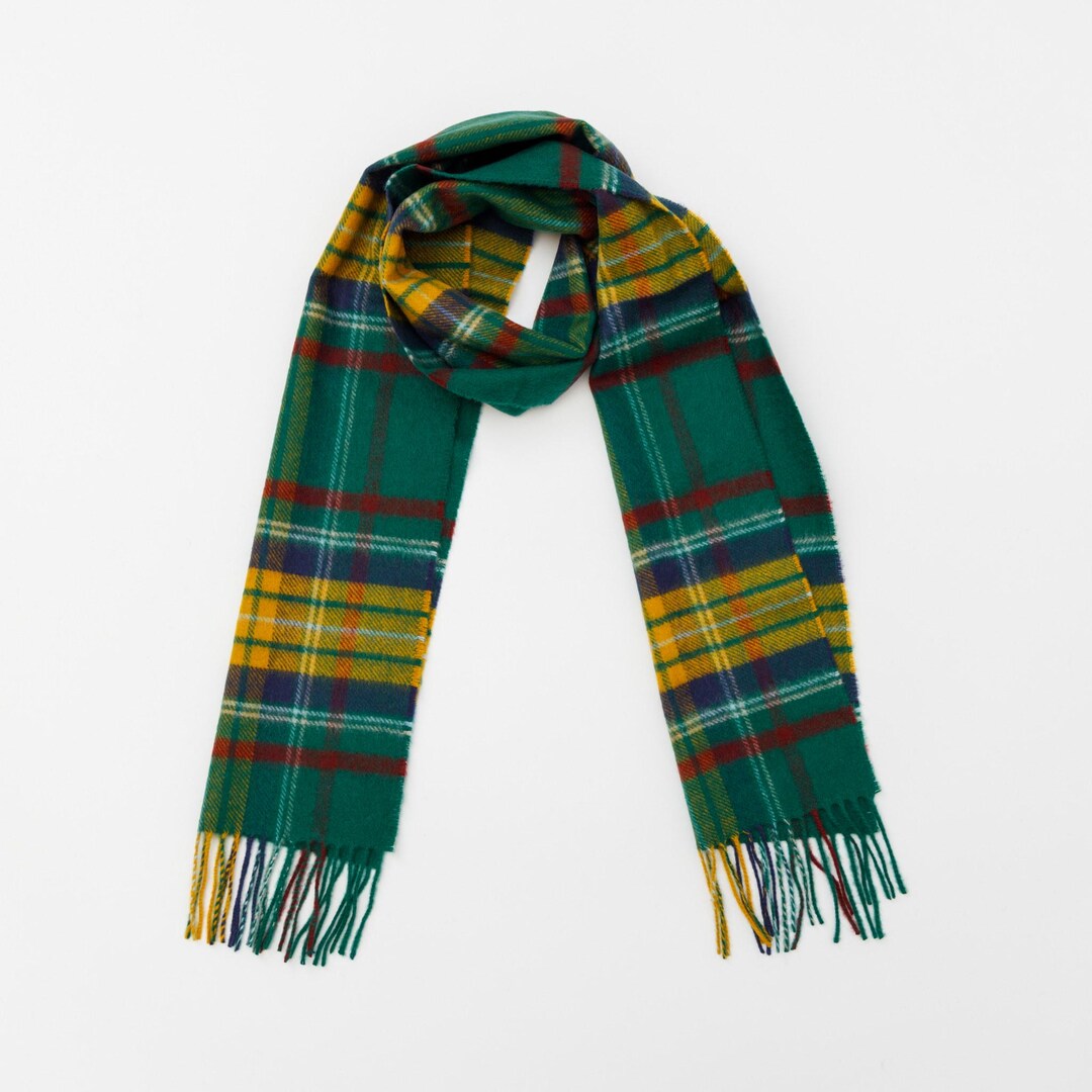 Irish - 100% Cashmere Scarf - Emerald / Gold Plaid - Handcrafted ...