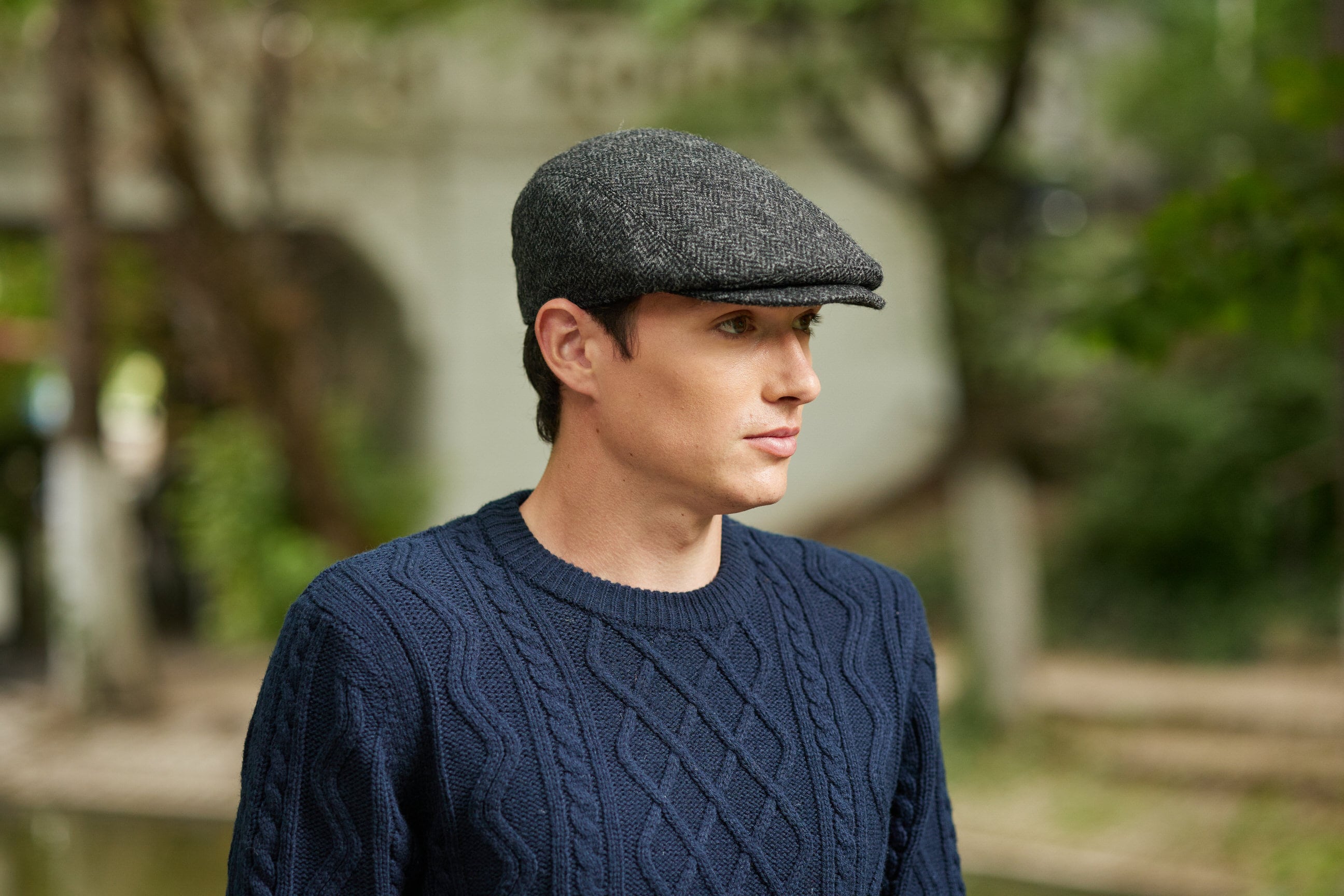 Irish - Donegal Tweed Driving Cap - Charcoal Herringbone - Ireland ...