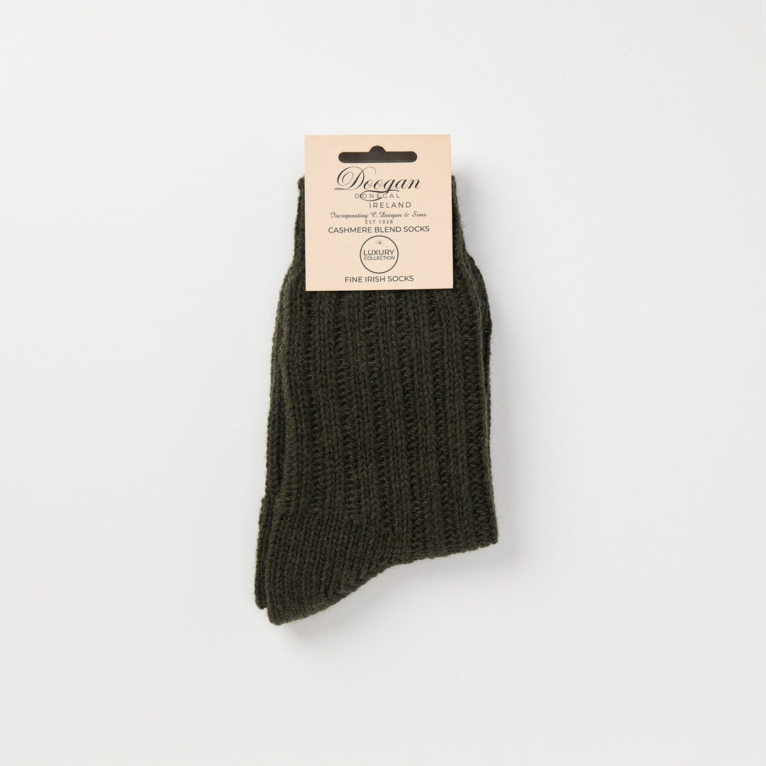 Irish - Cashmere Blend Walking Socks - College Green - Size L = UK 8-12 ...