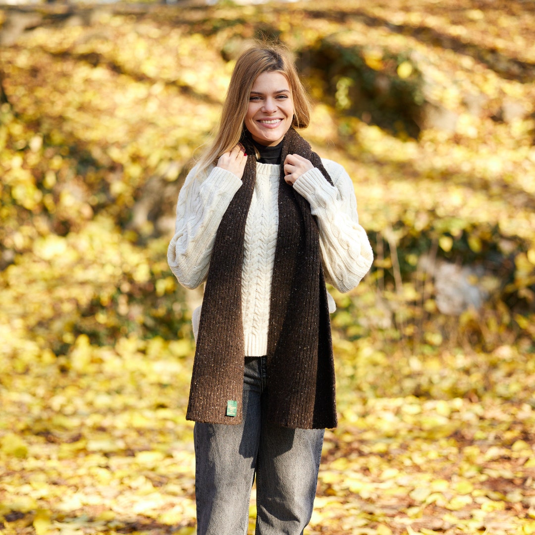 Irish - Donegal Pure New Merino Wool Scarf - Donegal Peat - Handmade ...