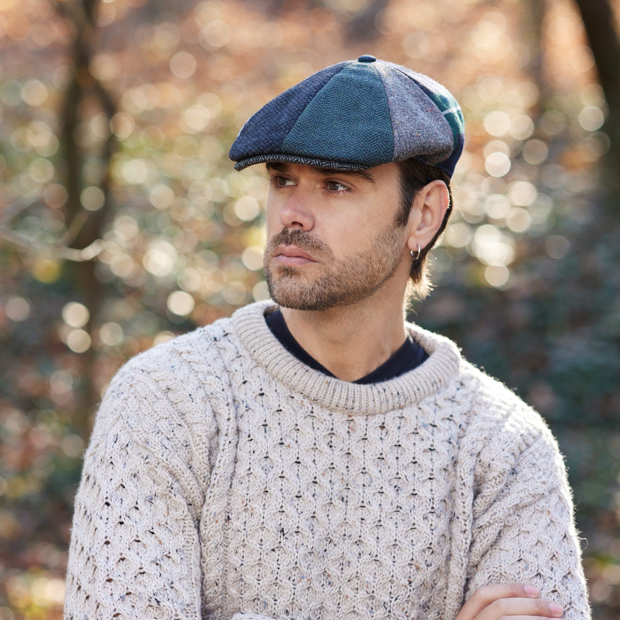 Irish Donegal Tweed Patch Newsboy Cap Patch Check - Etsy