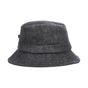 Irish Donegal Tweed Bucket Hat - Charcoal Herringbone - Ireland ...