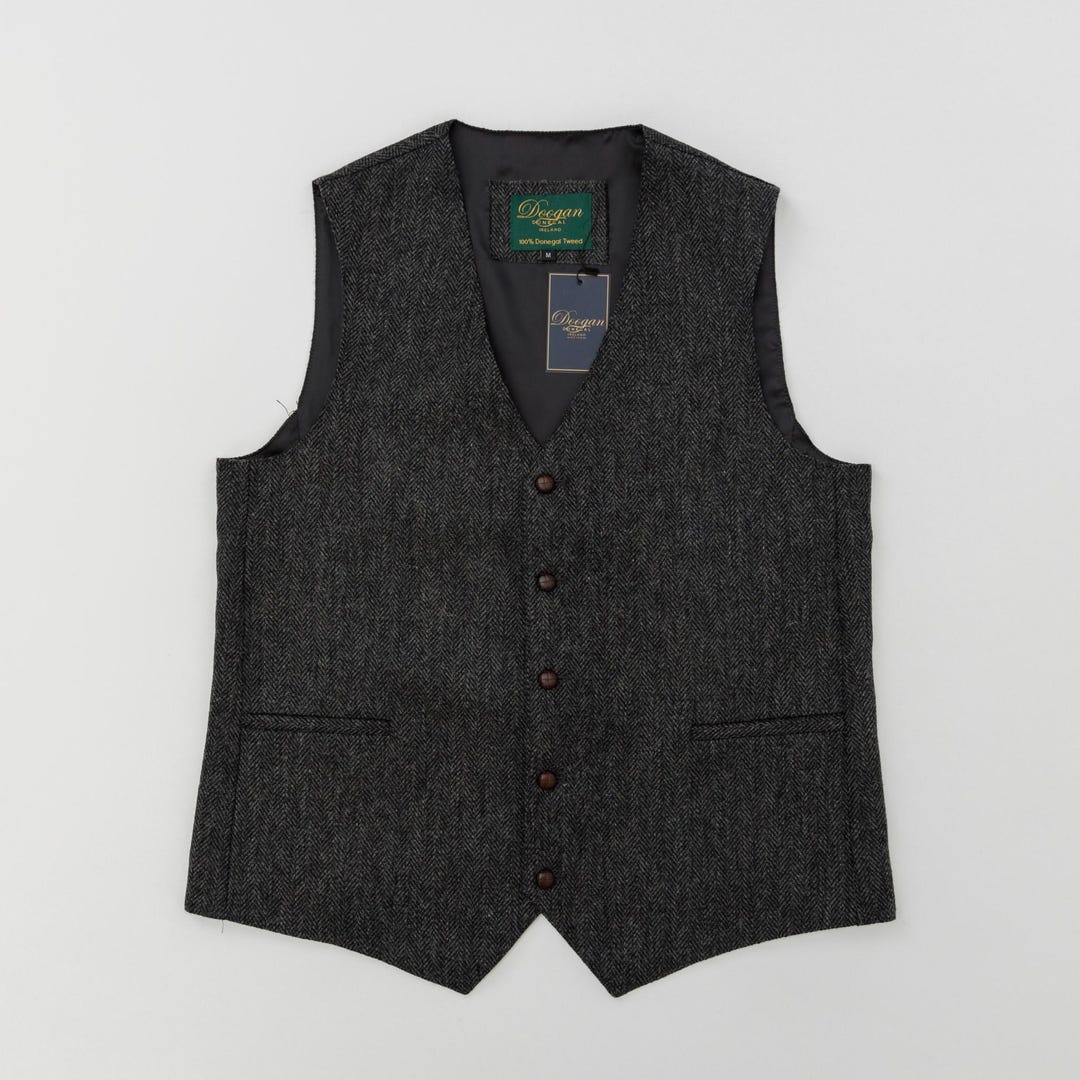 Irish - Donegal Tweed Waistcoat - Charcoal Herringbone - Ireland ...