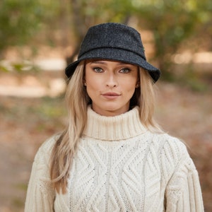 Irish Donegal Tweed Bucket Hat - Charcoal Herringbone - Ireland ...