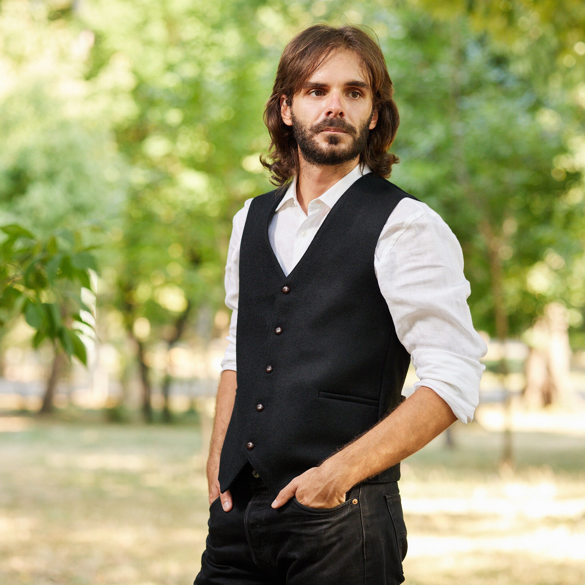 Irish - Donegal Tweed Waistcoat - Black Melton - Ireland - Handcrafted ...