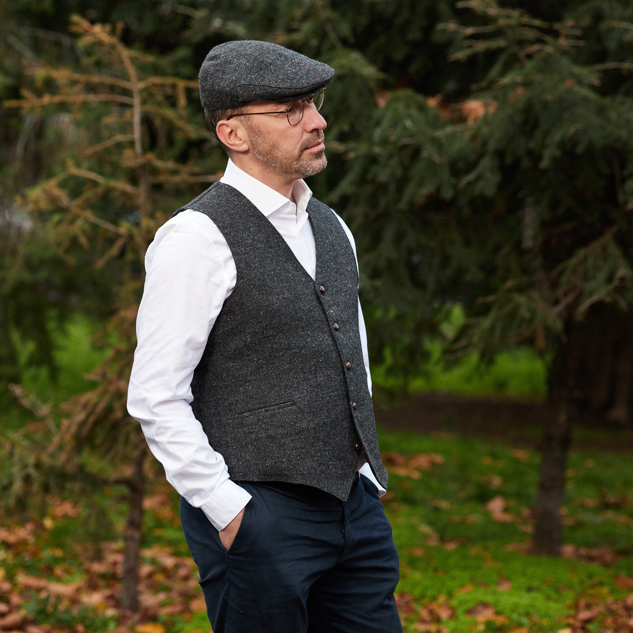 Irish Donegal Tweed Newsboy Cap Carrick Charcoal Donegal | Etsy