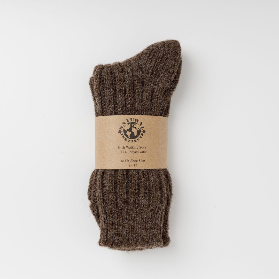 Irish - 100% Natural Undyed Wool Walking Socks - Natural Jacob Black ...