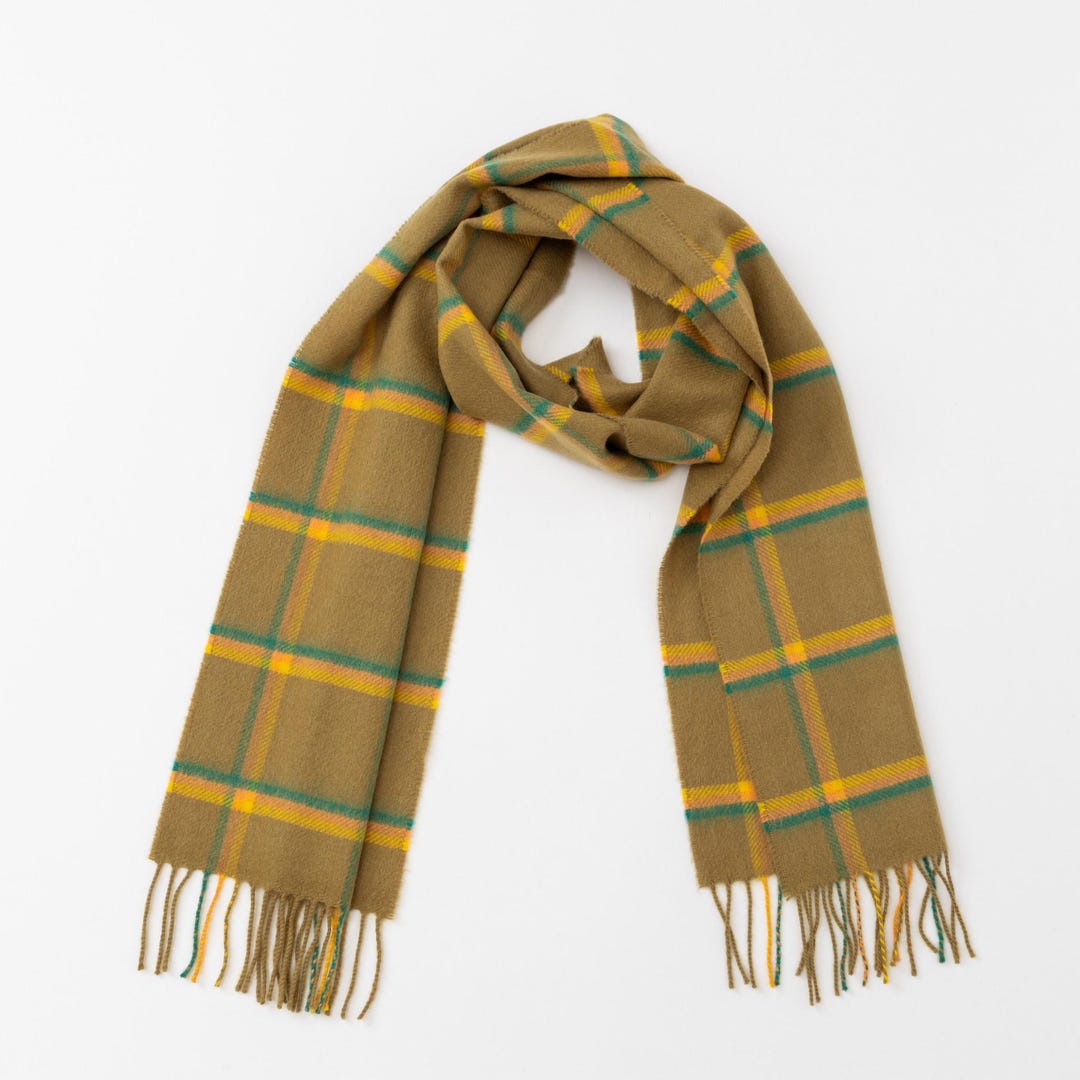 Irish - 100% Cashmere Scarf - Irish Mustard / Emerald Plaid ...