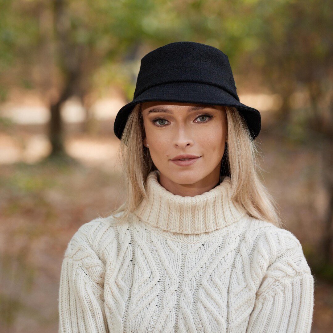 Irish Donegal Tweed Bucket Hat - Jet Black - Ireland - Handcrafted ...
