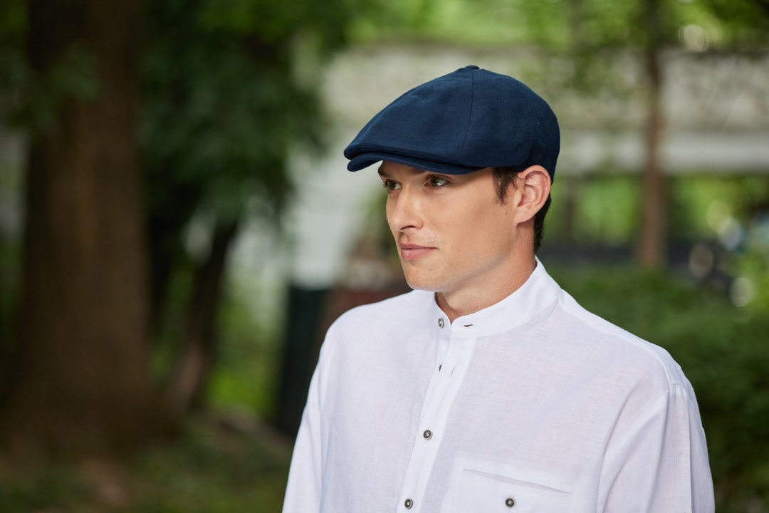 Irish Linen Newsboy Cap - Irish Navy - Ireland - Handcrafted - Unisex ...