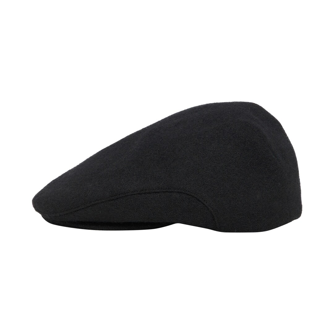 Irish - Traditional Wool Melton Flat Cap - Jet Black - Ireland ...