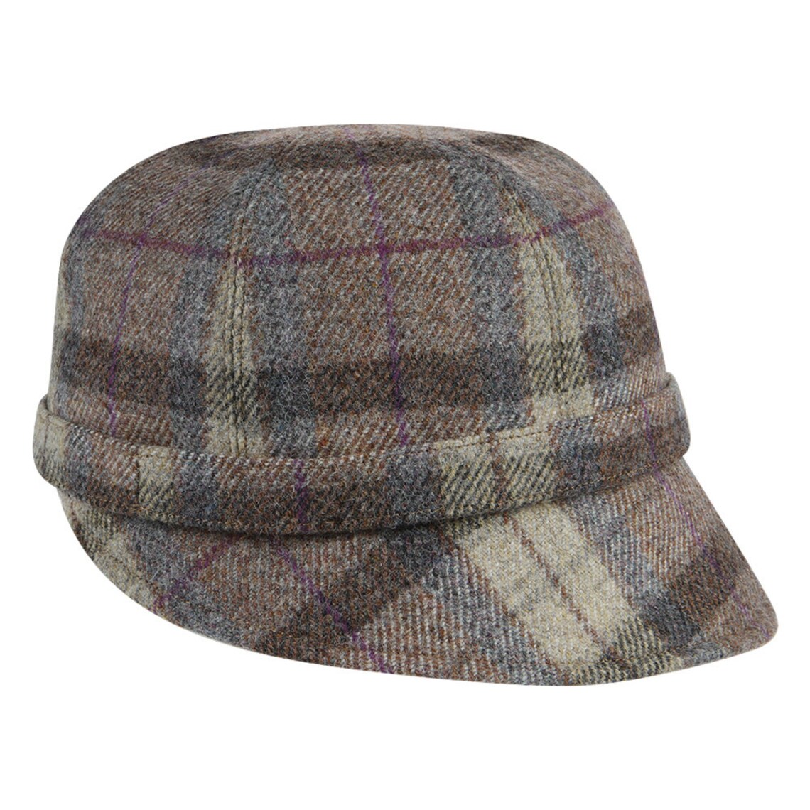 Irish Donegal Tweed Flapper Hat Beige/purple Check | Etsy