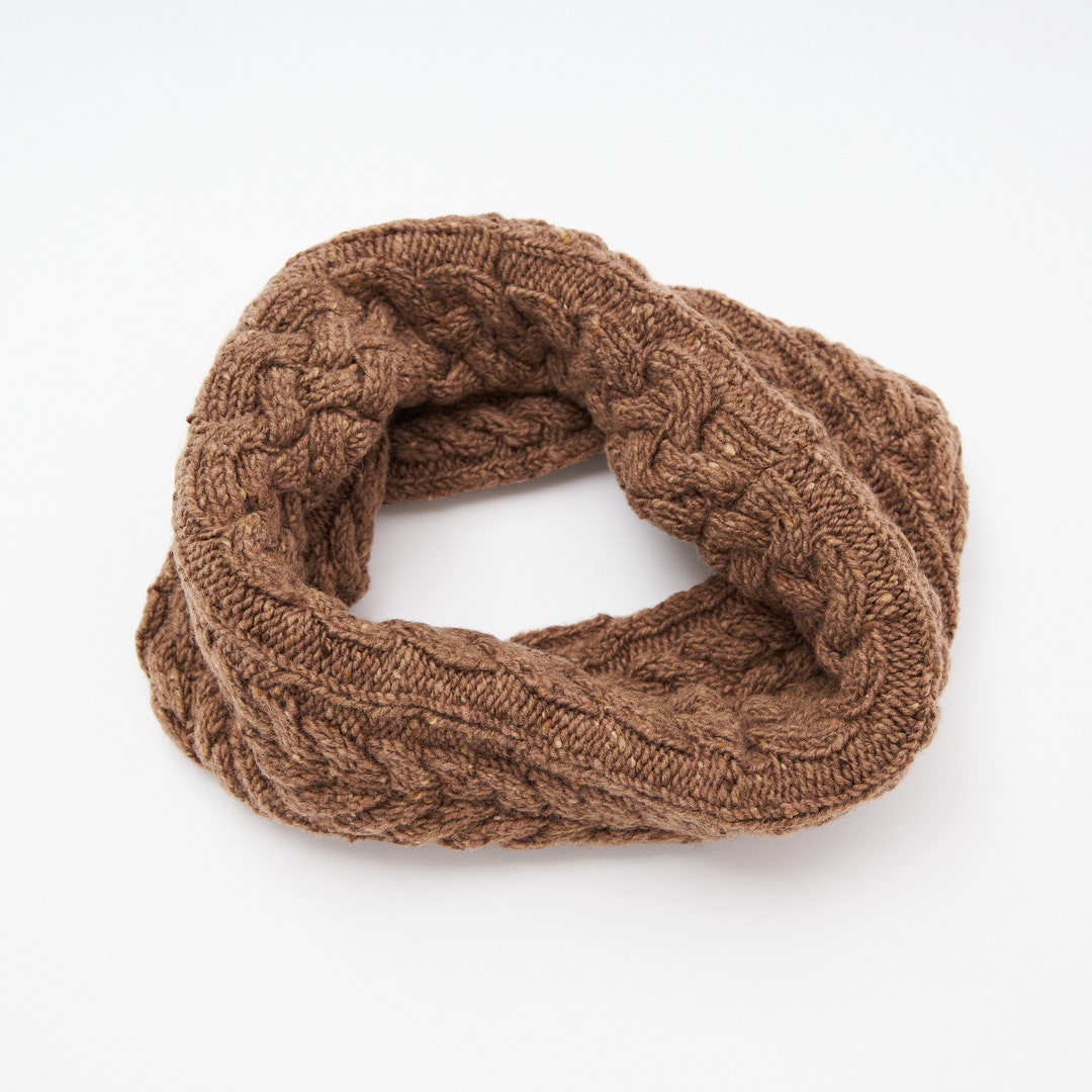 Irish - Donegal Pure New Wool Aran Snood - Donegal Forest Brown Fleck ...