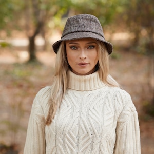 Irish Donegal Tweed Bucket Hat - Donegal Brown / Beige Fleck ...