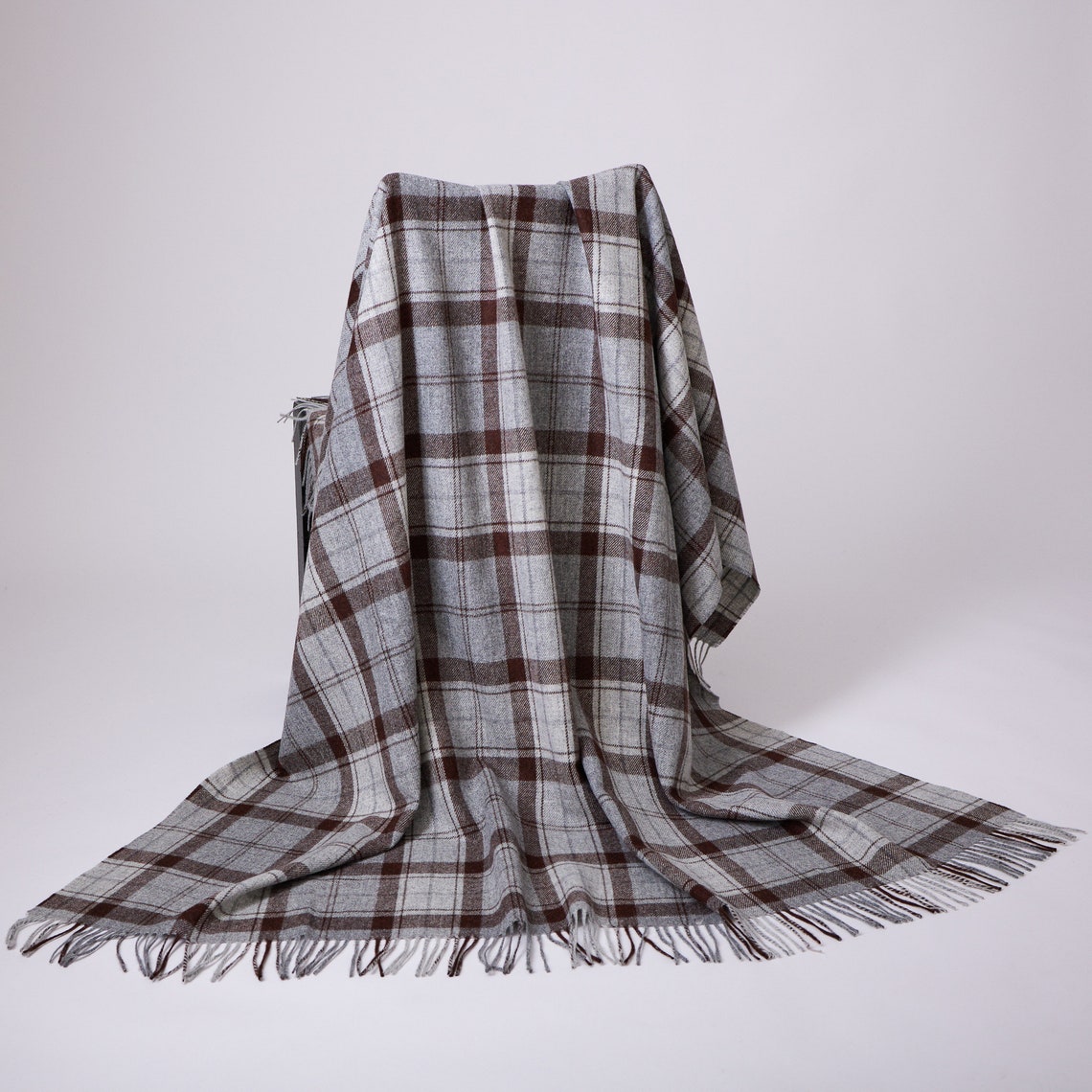 Irish Plaid 100% Wool Throw Teak/grey Donegal Check - Etsy