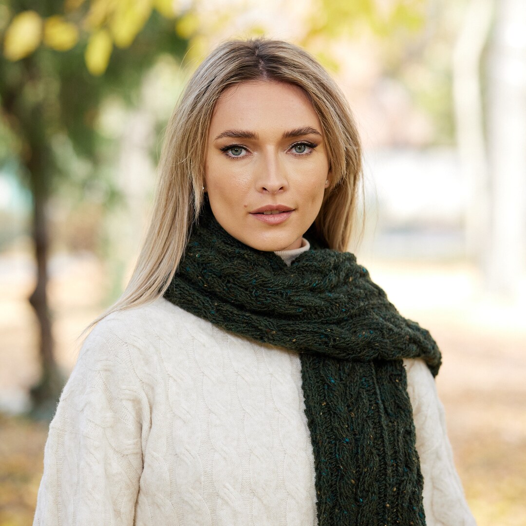 Irish - Donegal Pure New Wool Scarf - Donegal Moss Fleck - Handmade ...