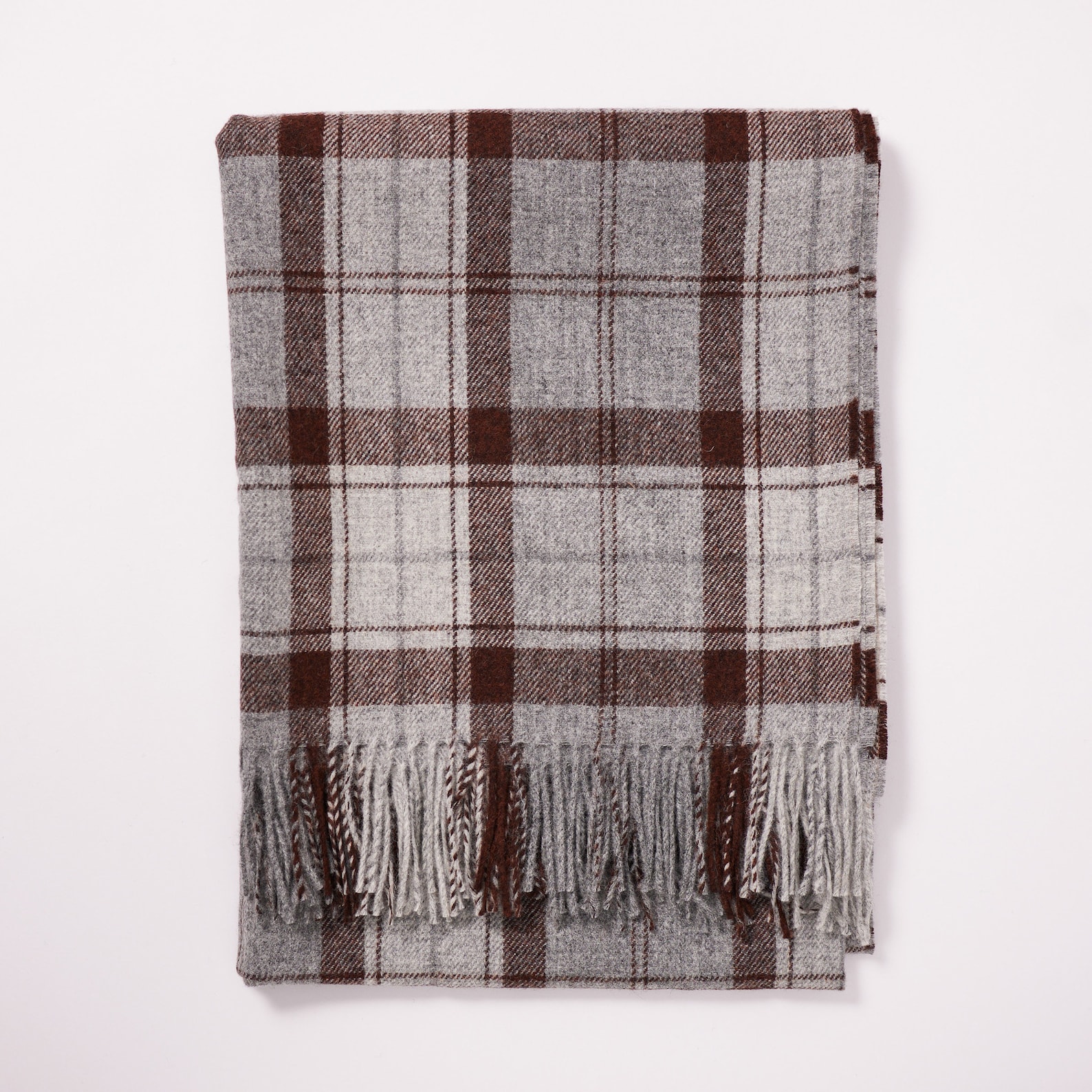 Irish Plaid 100% Wool Throw - Teak/grey Donegal Check - Handcrafted ...