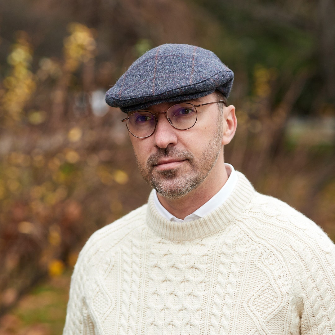 Irish - Donegal Tweed Flat Cap - Atlantic Blue Donegal Fleck Plaid ...