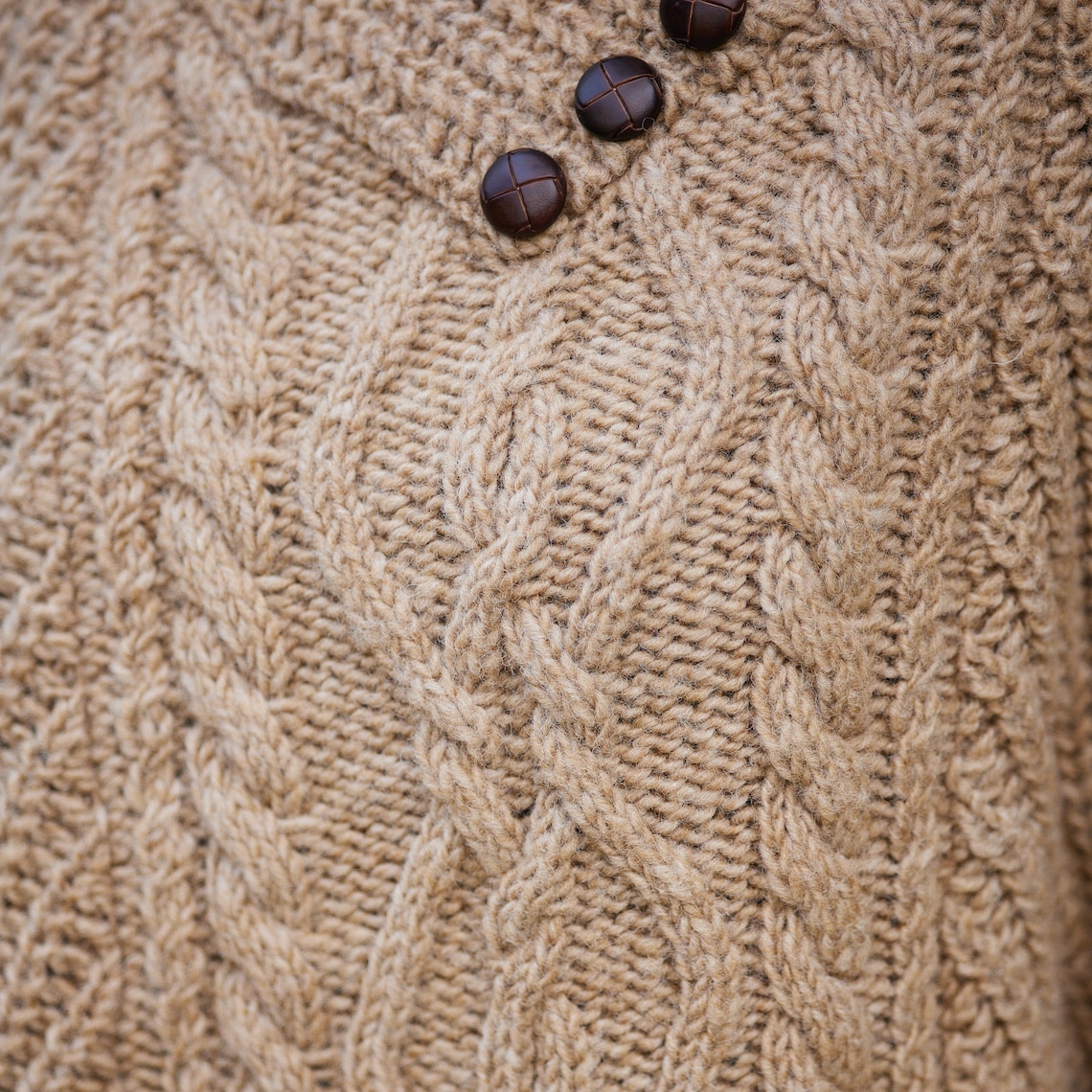 Irish Traditional Pure Wool Aran Poncho Sand Ireland - Etsy