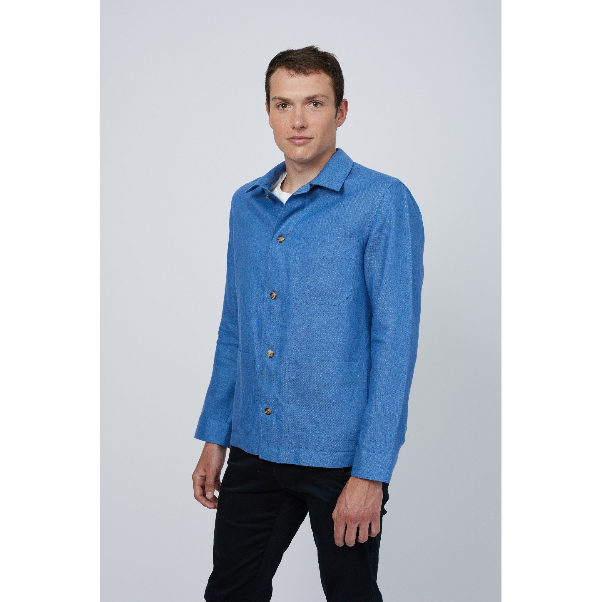 Irish Linen Shirt Jacket Irish Sea Blue Handcrafted - Etsy