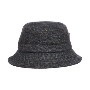 Irish Donegal Tweed Bucket Hat - Charcoal Donegal Fleck Herringbone ...