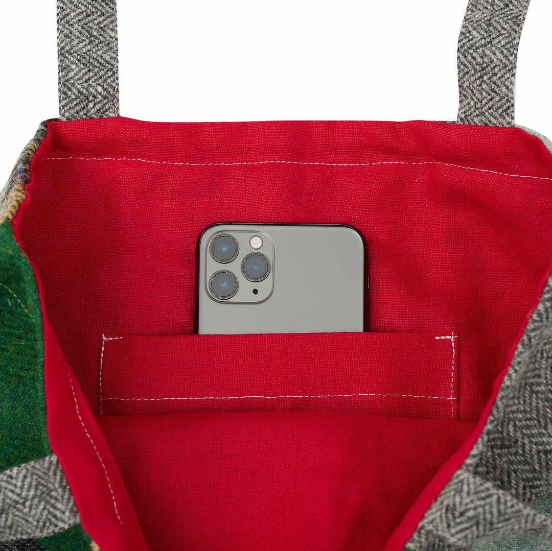 Irish Donegal Tweed / Linen Tote Bag Patchwork Handcrafted Medium Size ...