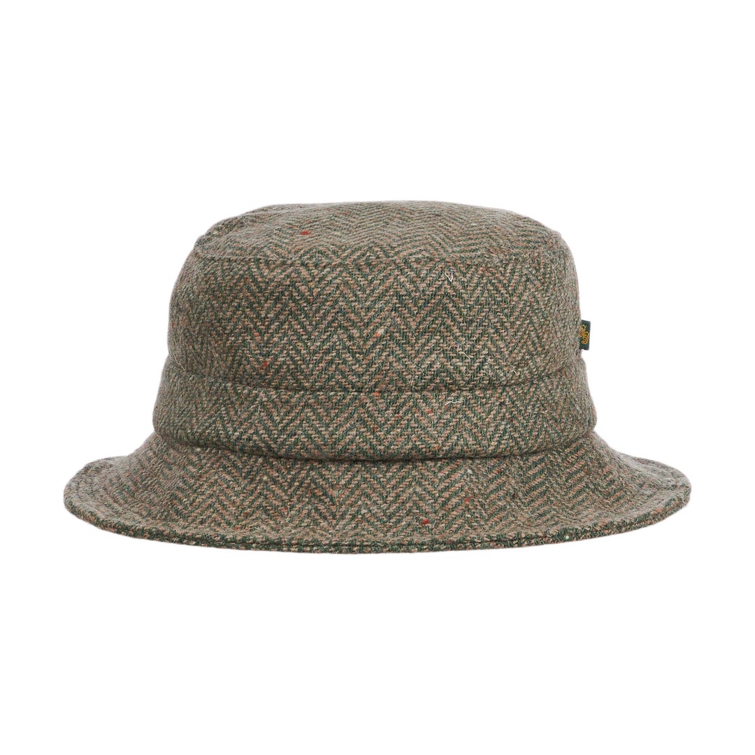 Irish Donegal Tweed Bucket Hat Donegal Green / Beige Fleck Herringbone ...