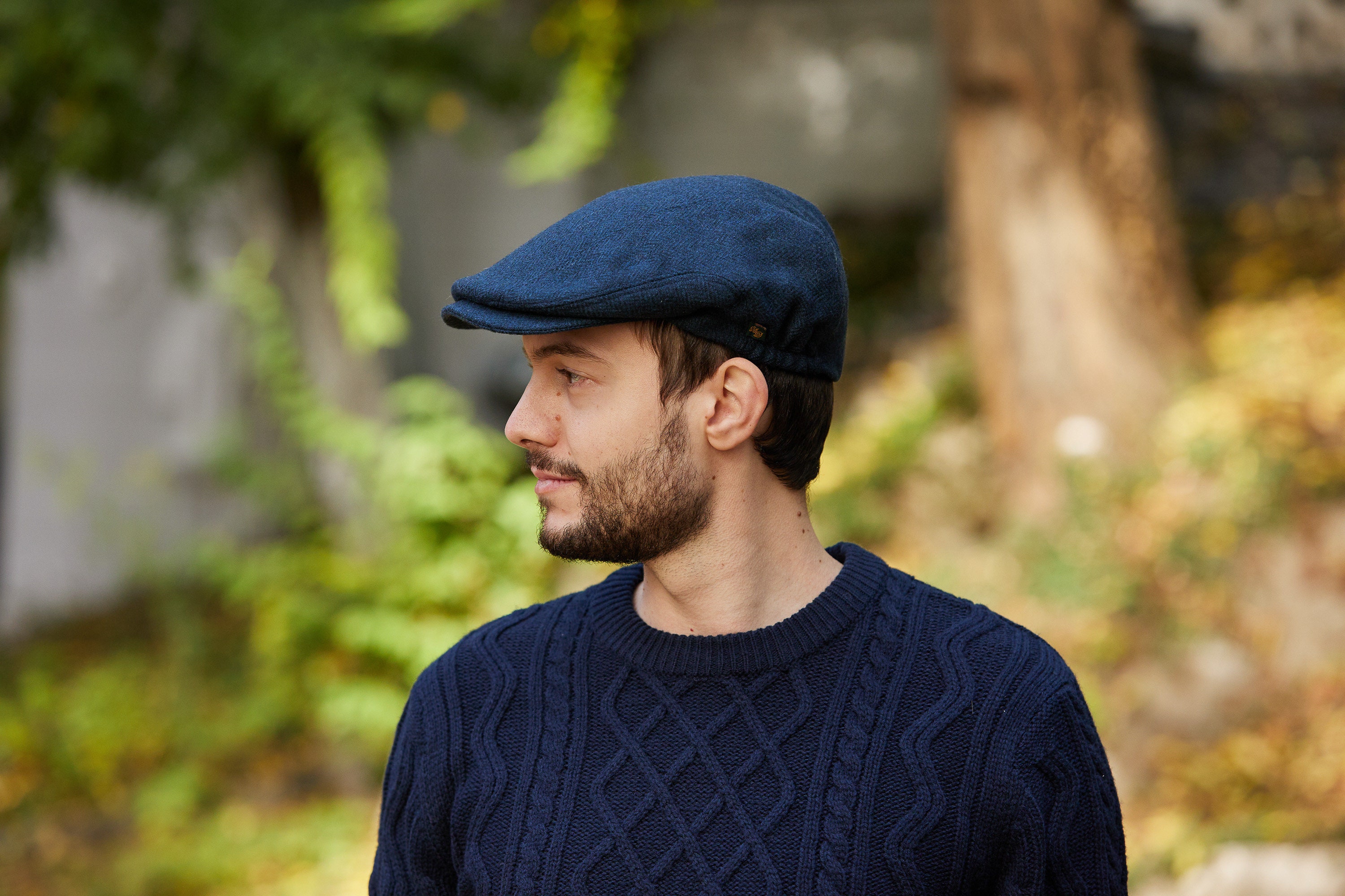 Irish - Donegal Tweed Peaky Cap - Navy Herringbone - Ireland ...
