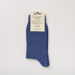 Irish Merino Wool Socks - Irish Denim Blue - Size L = UK 8-12 (EUR 42 ...