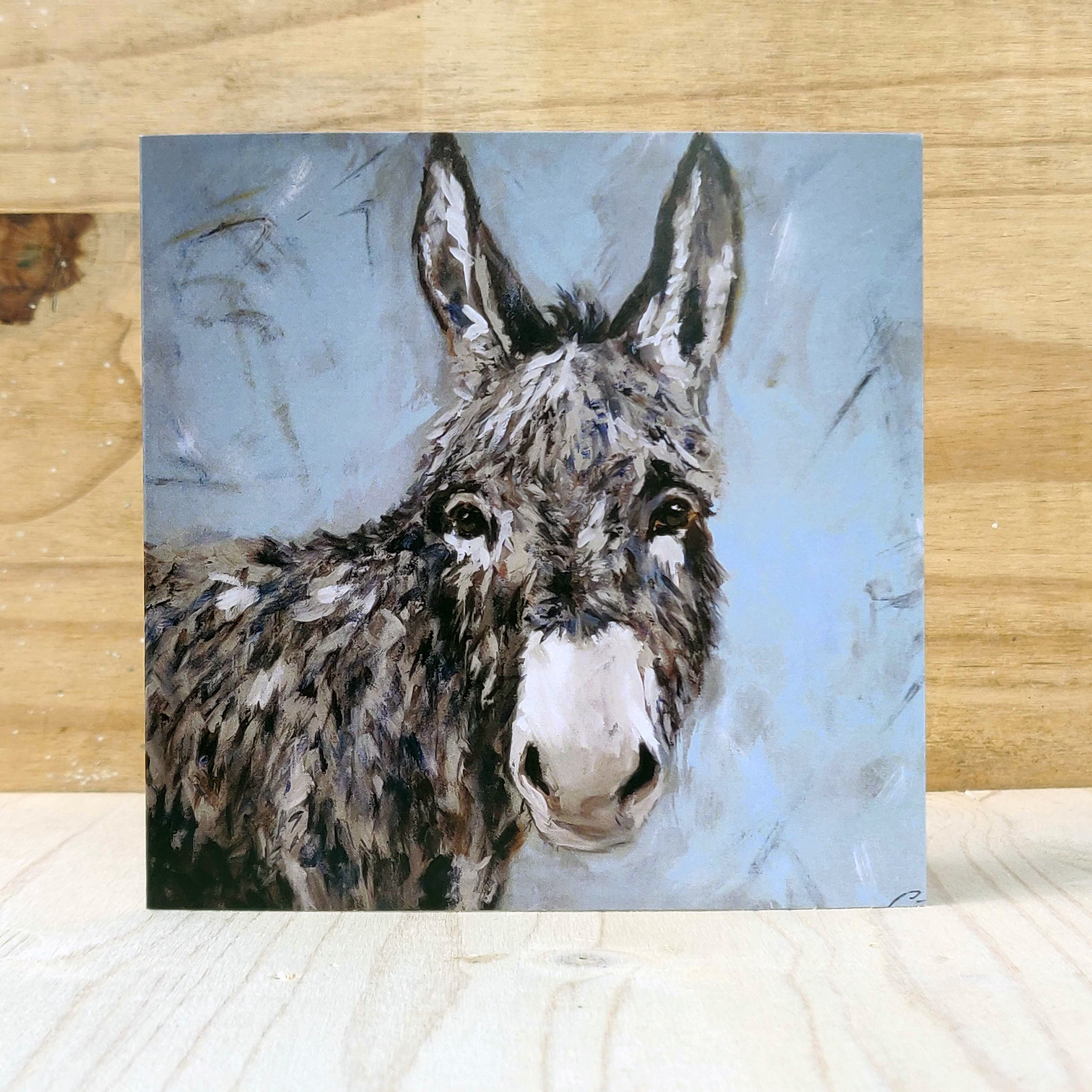 Donkey Greetings Card Soft Donkey Painting Art Card Square - Etsy UK